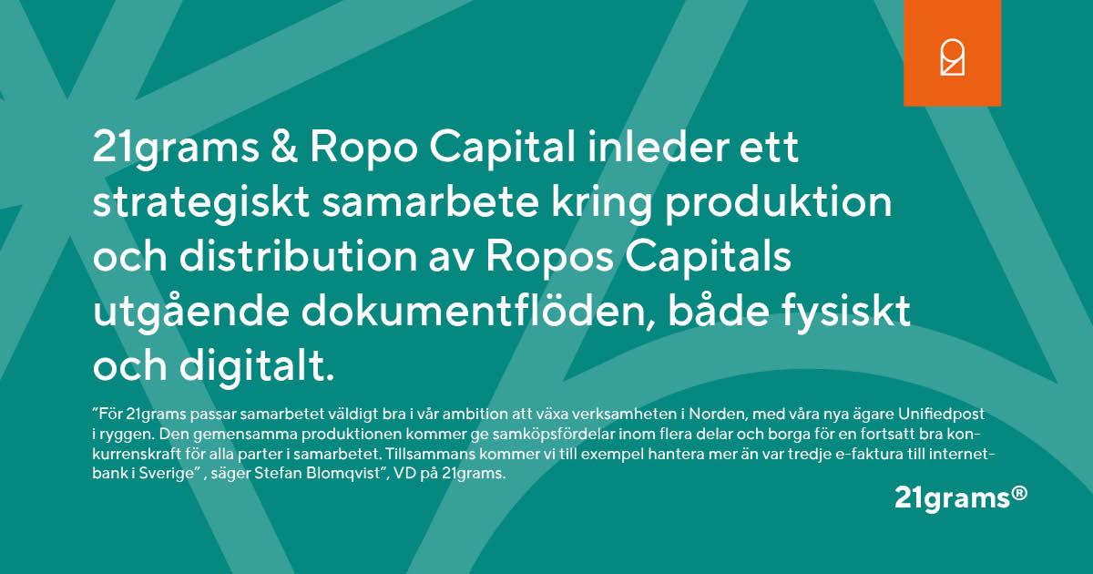 Ropo Capital ingår långsiktigt partnerskap med 21grams, KGM och Bypost